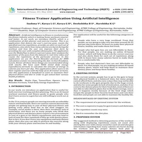 Fitness Trainer Application Using Artificial Intelligence | PDF