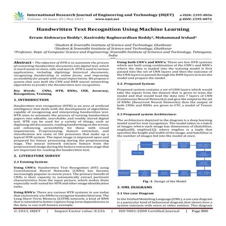 Handwritten Text Recognition Using Machine Learning Pdf