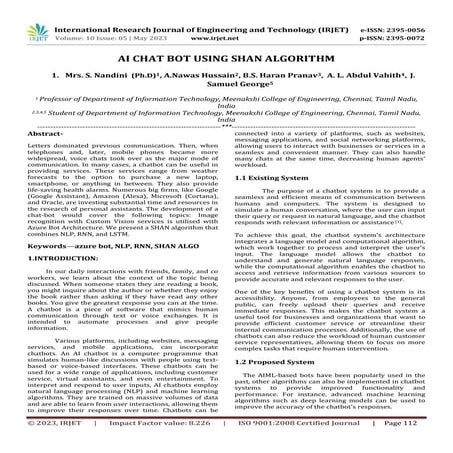 AI CHAT BOT USING SHAN ALGORITHM | PDF