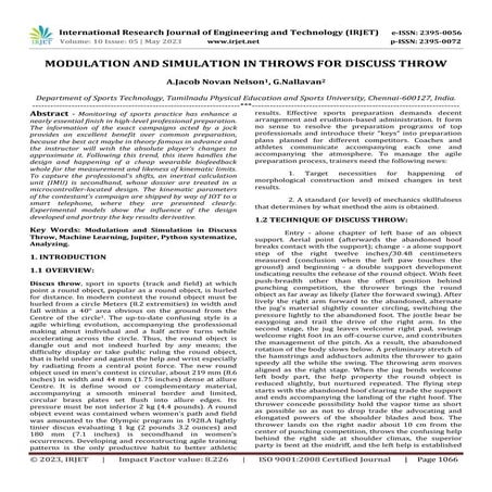 MODULATION AND SIMULATION IN THROWS FOR DISCUSS THROW | PDF