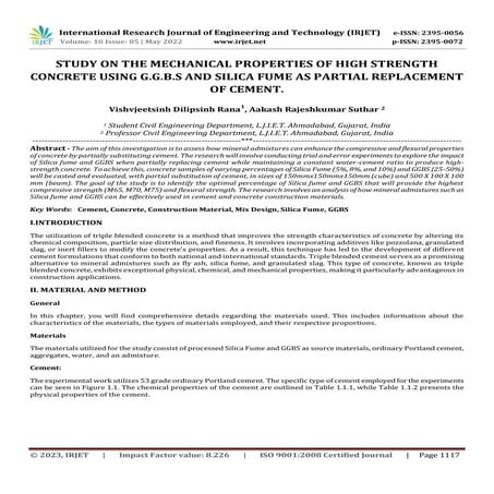 STUDY ON THE MECHANICAL PROPERTIES OF HIGH STRENGTH CONCRETE USING G.G ...