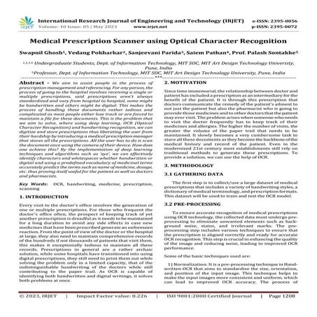 Medical Prescription Scanner using Optical Character Recognition | PDF