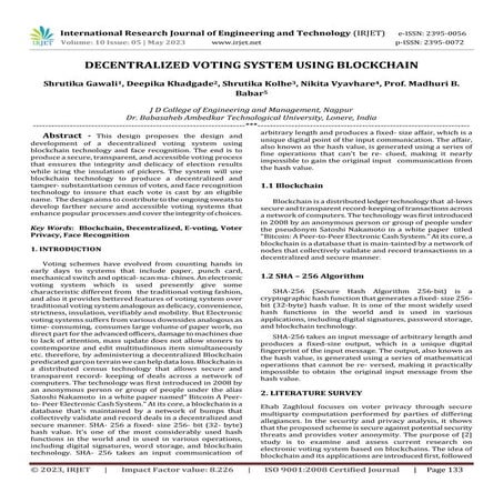 Decentralized Voting System Using Blockchain Pdf