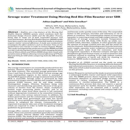 Sewage water Treatment Using Moving Bed Bio-Film Reactor over SBR | PDF
