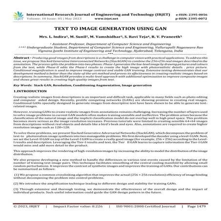 TEXT TO IMAGE GENERATION USING GAN | PDF