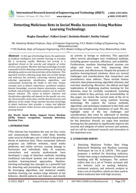 A CONCEPTUAL FRAMEWORK OF A DETECTIVE MODEL FOR SOCIAL BOT CLASSIFICATION | PDF