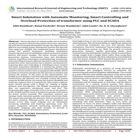 Smart Substation with Automatic Monitoring, Smart Controlling and Overload Protection of ...