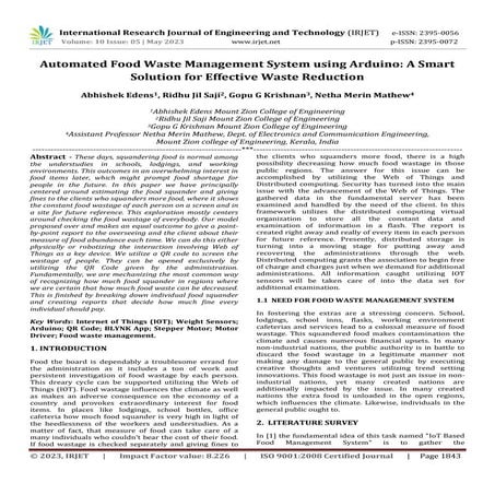 Automated Food Waste Management System using Arduino: A Smart Solution ...
