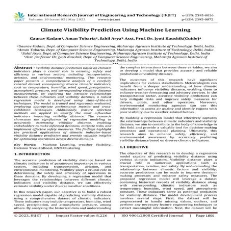 Climate Visibility Prediction Using Machine Learning | PDF