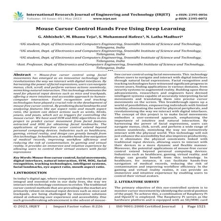 Mouse Cursor Control Hands Free Using Deep Learning | PDF