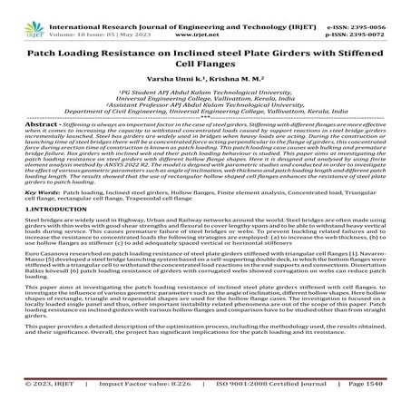 Patch Loading Resistance on Inclined steel Plate Girders with Stiffened ...