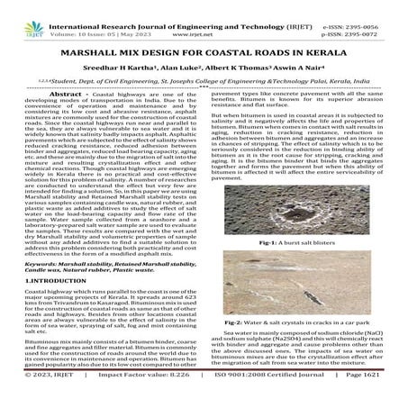 MARSHALL MIX DESIGN FOR COASTAL ROADS IN KERALA | PDF