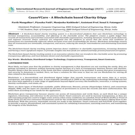 CauseVCare - A Blockchain based Charity DApp | PDF