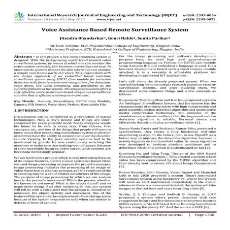 Voice Assistance Based Remote Surveillance System | PDF | Computing | Technology & Computing