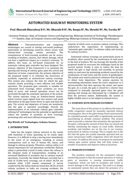 Abstract Automatic Control of Railway Gates | DOCX | Rail Travel ...