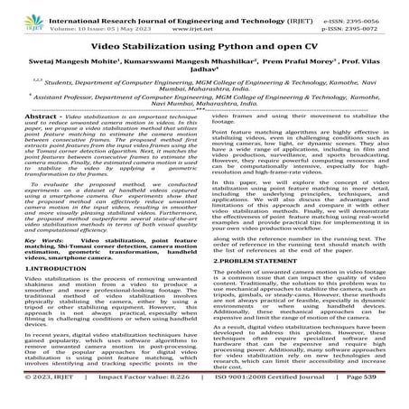 Video Stabilization using Python and open CV | PDF