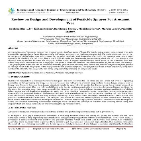 Review on Design and Development of Pesticide Sprayer For Arecanut Tree ...