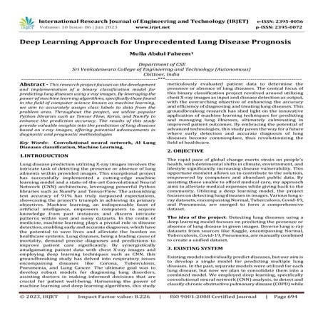Deep Learning Approach for Unprecedented Lung Disease Prognosis | PDF ...