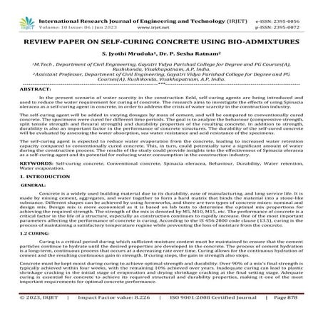 REVIEW PAPER ON SELF-CURING CONCRETE USING BIO-ADMIXTURES | PDF | Civil ...