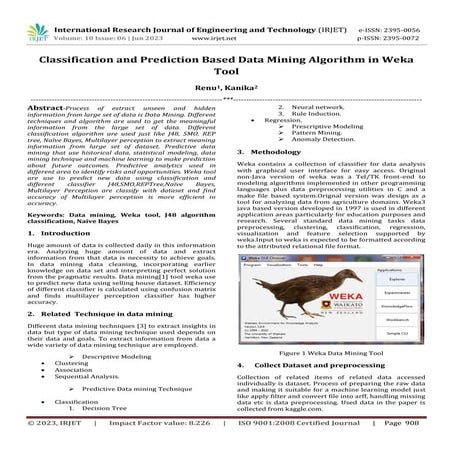 Classification and Prediction Based Data Mining Algorithm in Weka Tool | PDF | Artificial ...