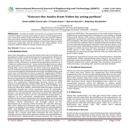 Extract the Audio from Video by using python | PDF | Digital Audio | Computer Software and ...