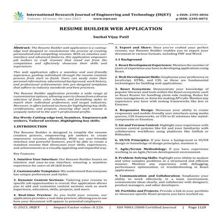 Resume Builder Web Application Pdf