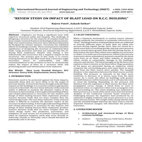 REVIEW STUDY ON IMPACT OF BLAST LOAD ON R.C.C. BUILDING | PDF