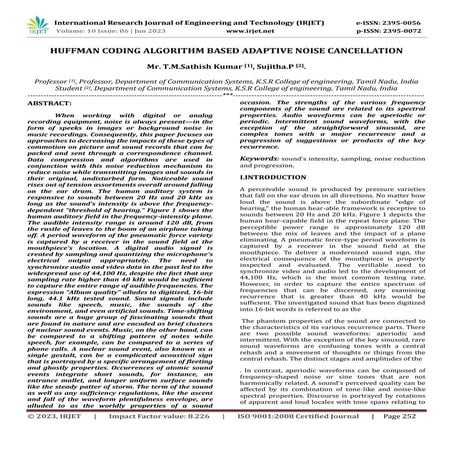 Huffman Coding Algorithm Based Adaptive Noise Cancellation Pdf 7635