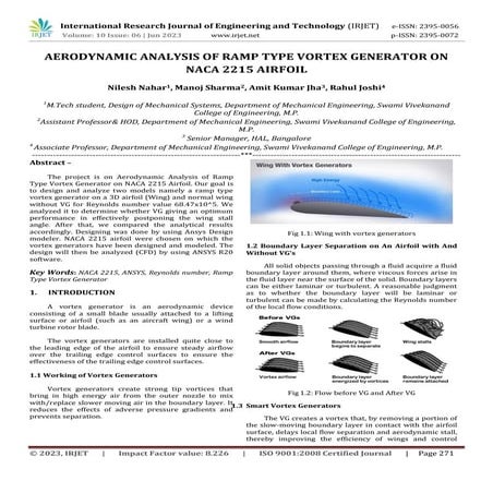 AERODYNAMIC ANALYSIS OF RAMP TYPE VORTEX GENERATOR ON NACA 2215 AIRFOIL ...