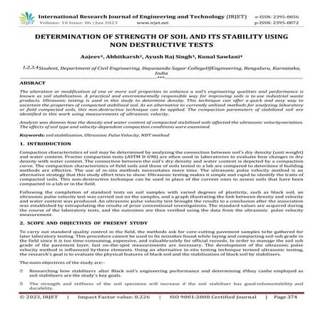 DETERMINATION OF STRENGTH OF SOIL AND ITS STABILITY USING NON ...
