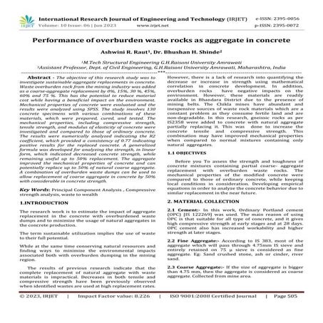 Performance of overburden waste rocks as aggregate in concrete | PDF