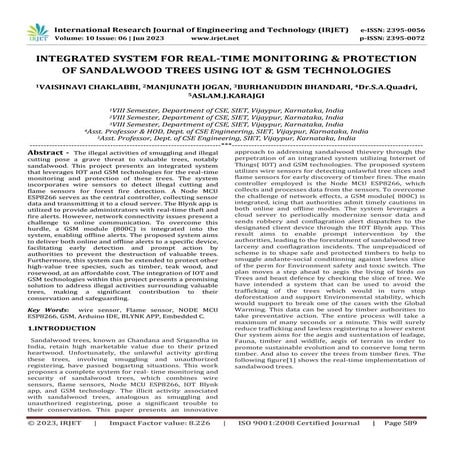 INTEGRATED SYSTEM FOR REAL-TIME MONITORING & PROTECTION OF SANDALWOOD ...