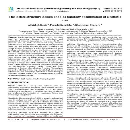 The lattice structure design enables topology optimization of a robotic ...