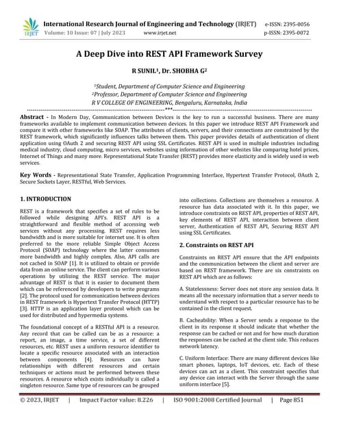 A Deep Dive into REST API Framework Survey | PDF A Deep Dive into REST API Framework Survey | PDF