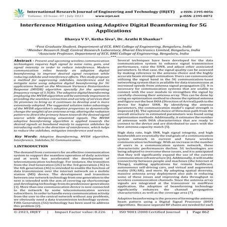 Interference Mitigation Using Adaptive Digital Beamforming For 5g Applications Pdf