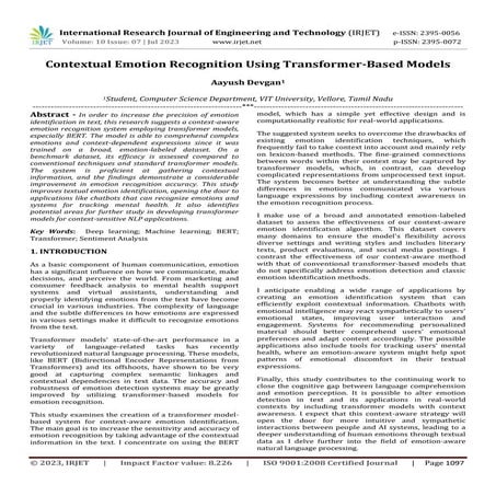 Contextual Emotion Recognition Using Transformer-Based Models | PDF