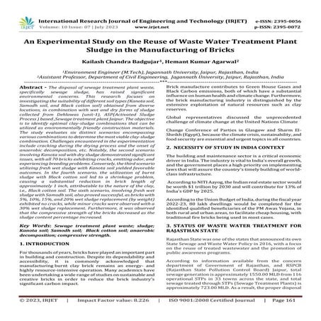 An Experimental Study on the Reuse of Waste Water Treatment Plant ...