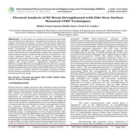 Flexural Analysis of RC Beam Strengthened with Side Near Surface Mounted-CFRP Techniques | PDF ...