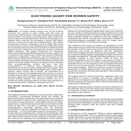 ELECTRONIC JACKET FOR WOMEN SAFETY | PDF