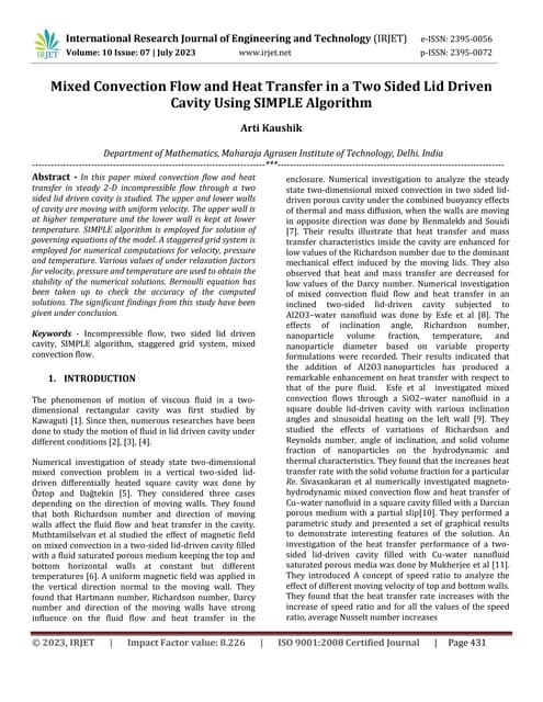 Mixed Convection Flow And Heat Transfer In A Two Sided Lid Driven