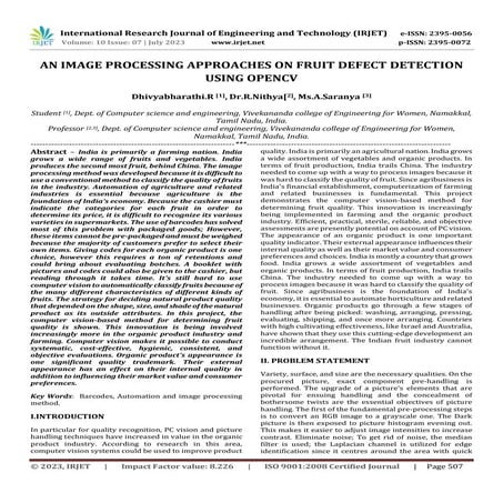 An Image Processing Approaches On Fruit Defect Detection Using Opencv Pdf