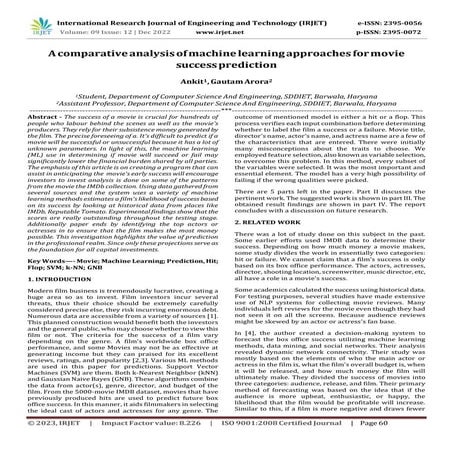 A comparative analysis of machine learning approaches for movie success ...