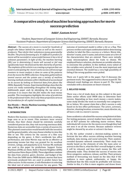 Predicting Movie Success on IMDb: A Data-Driven Approach | PPTX