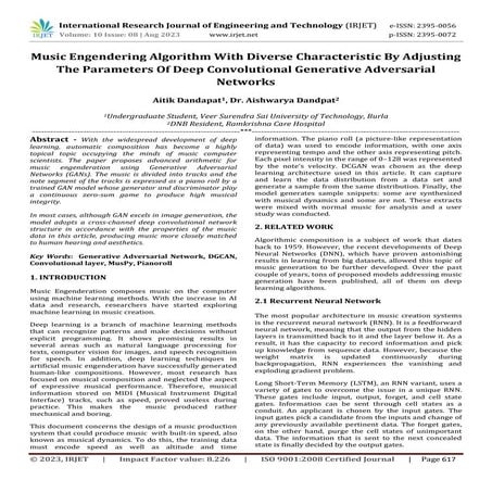 Music Engendering Algorithm With Diverse Characteristic By Adjusting The Parameters Of Deep ...