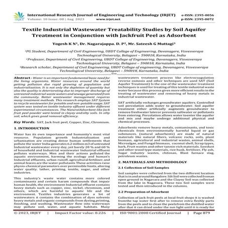 Textile Industrial Wastewater Treatability Studies by Soil Aquifer ...