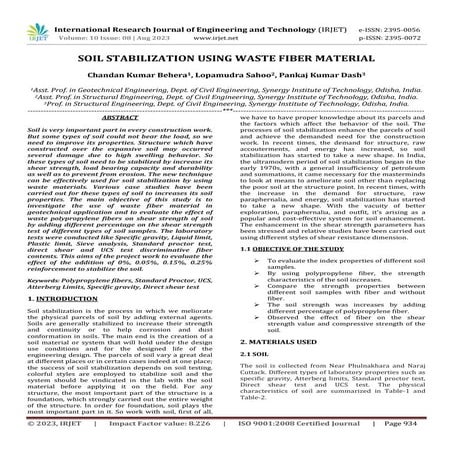 SOIL STABILIZATION USING WASTE FIBER MATERIAL | PDF