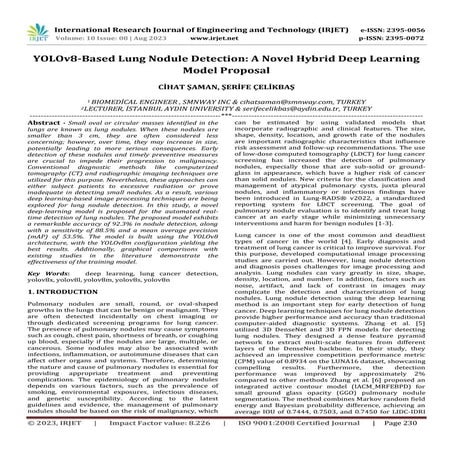 Yolov8 Based Lung Nodule Detection A Novel Hybrid Deep Learning Model Proposal Pdf Lung And