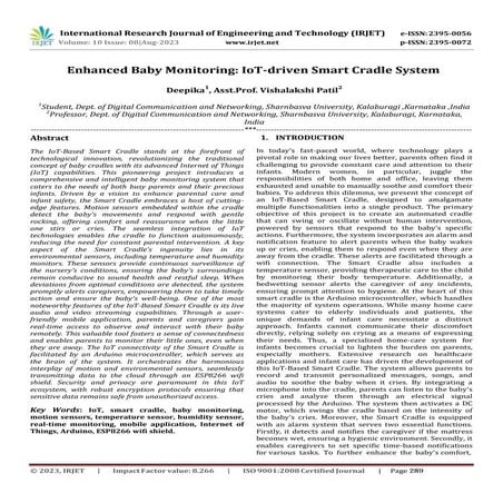 Enhanced Baby Monitoring: IoT-driven Smart Cradle System | PDF