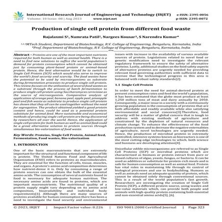 Production of single cell protein from different food waste | PDF