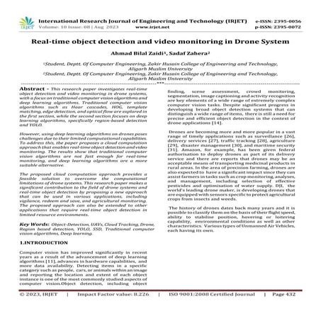 Real Time Object Detection And Video Monitoring In Drone System Pdf